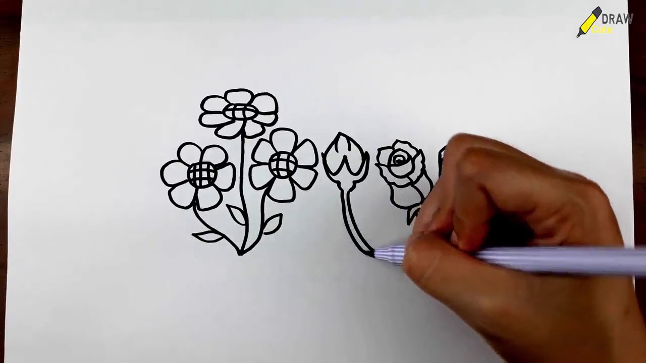 How To Draw Flowers Using The Word Flower - YouTube
