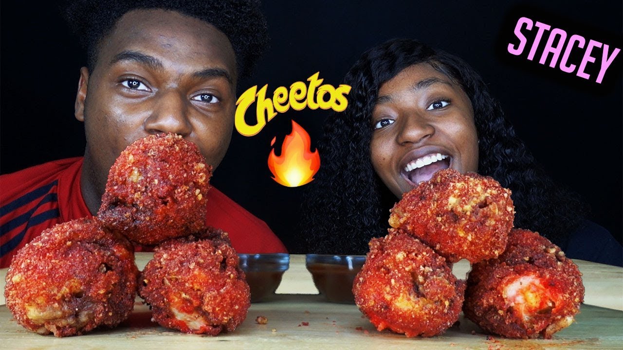 ASMR HOT CHEETO FRIED CHICKEN (with STACEY) | CRUNCHY EATING SOUNDS ...