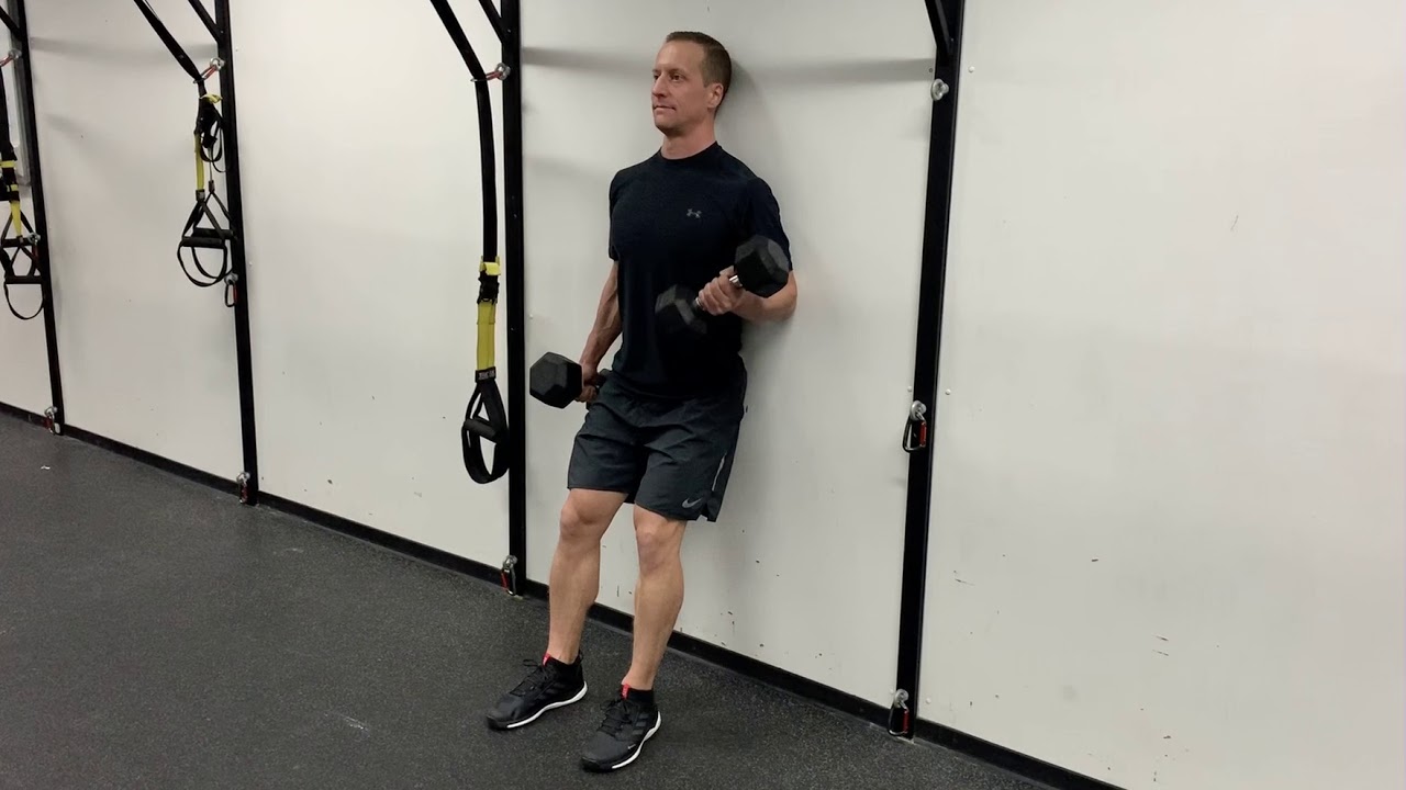 2-DB Wall Alternating Bicep Curl - YouTube
