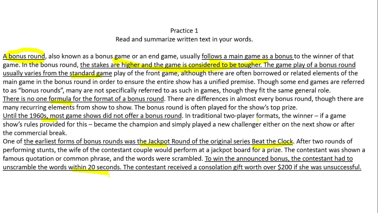 Examples of Sumarry Writing - YouTube