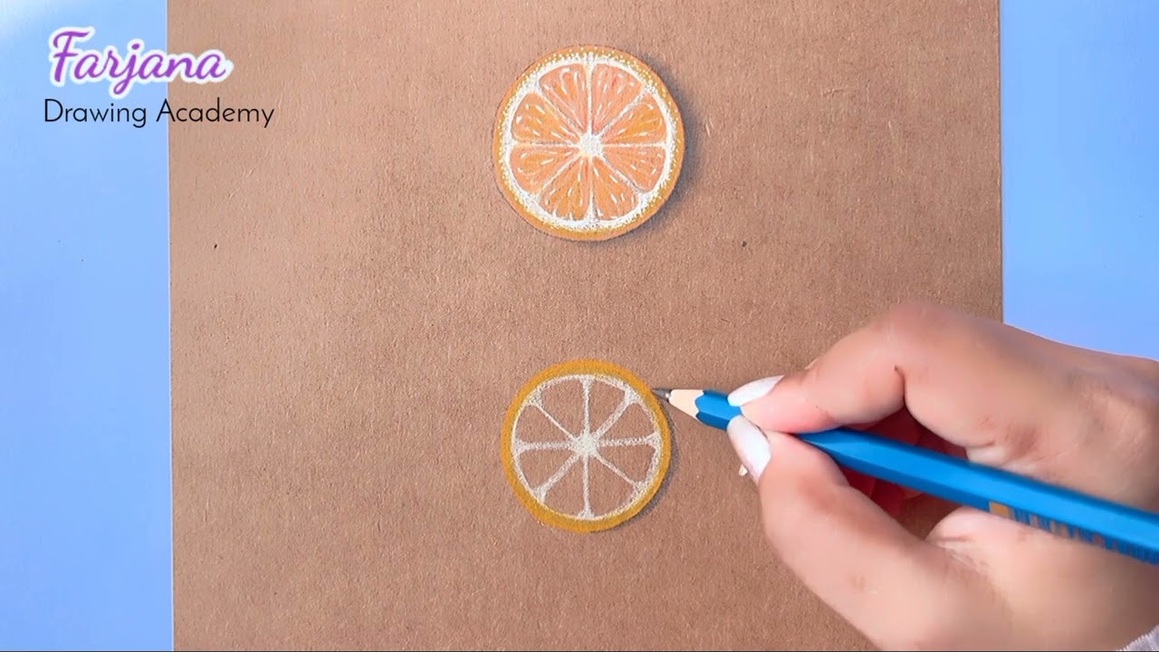 Easy painting of 3D orange slice - step by step - YouTube