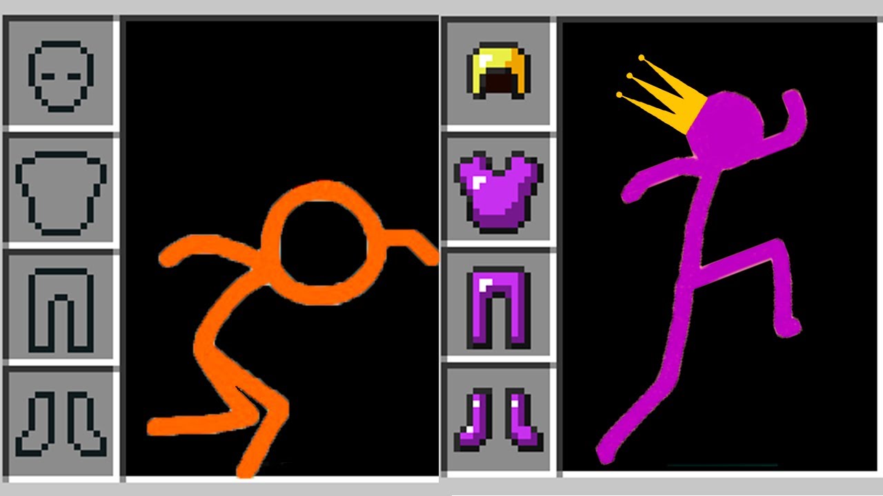 Stickman vs Minecraft Cartoon ORANGE vs PURPLE STICKMAN Fight - YouTube
