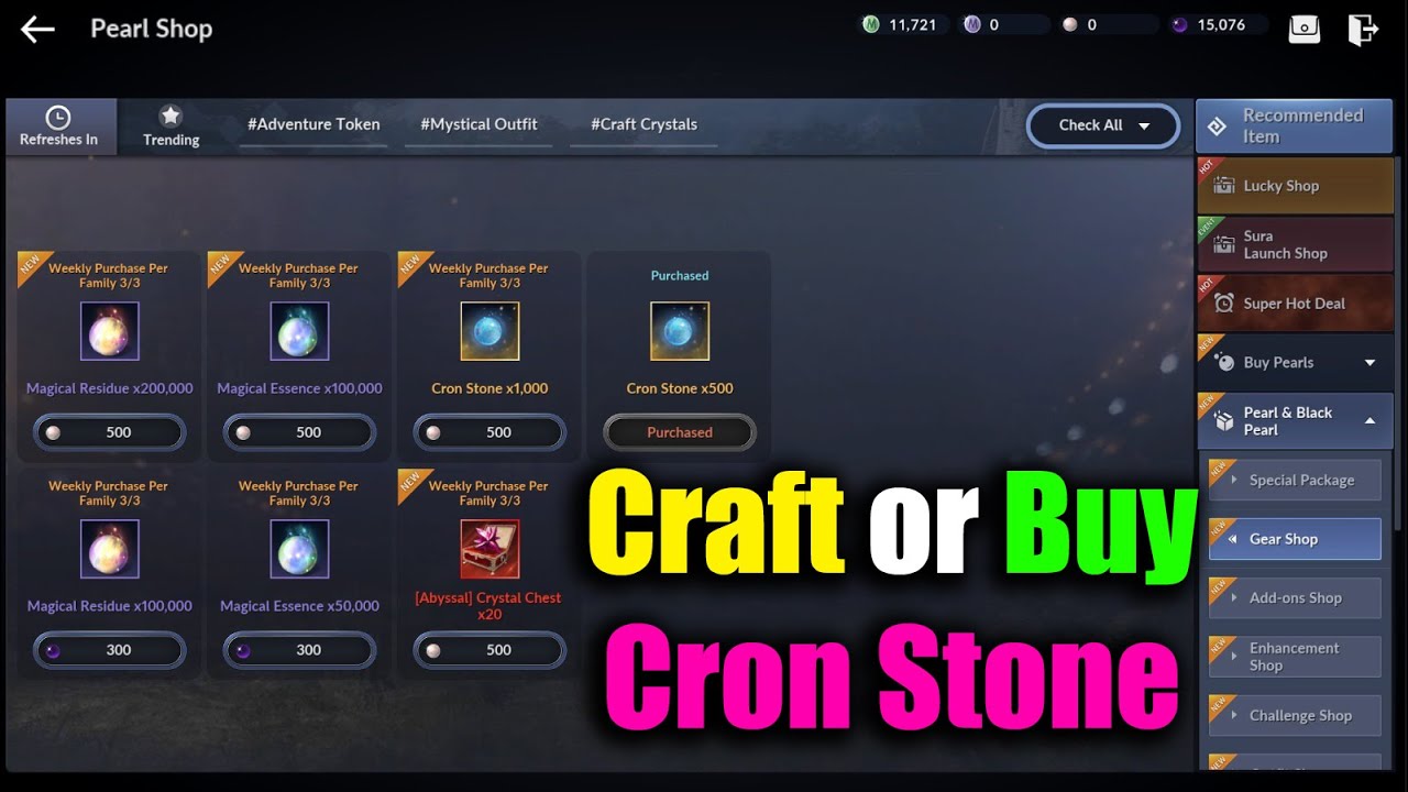 Black Desert Mobile Craft Or Buy Cron Stone - YouTube