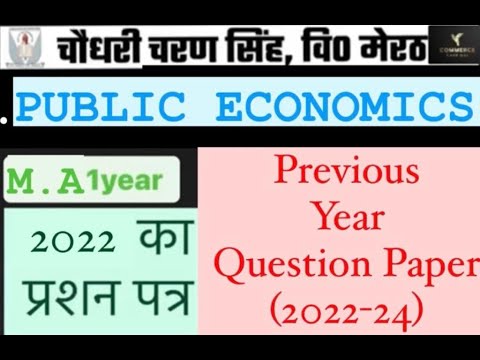 Public Economics question paper|question paper for MA ECONOMICS|CCSU ...