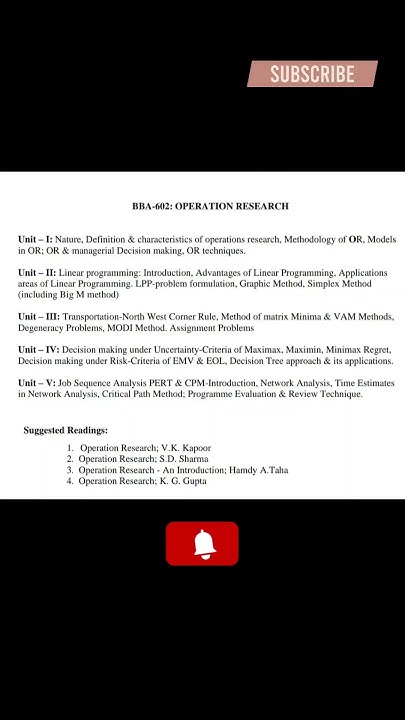 operation research syllabus bba 6 semester #bba #2025 - YouTube