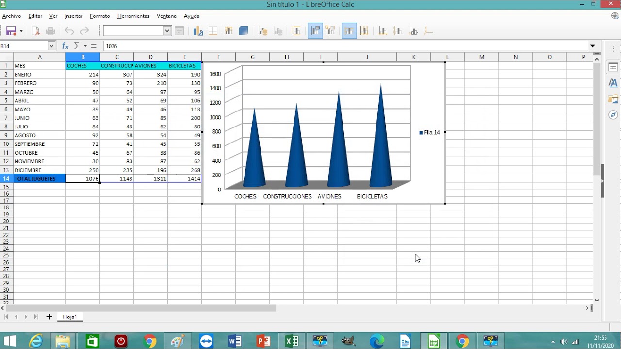 Gráficos simples en L.O. Calc - YouTube