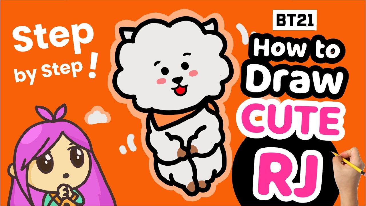 How to draw BT21 RJ Cute drawing | BT21 RJ | Cute and Easy - YouTube