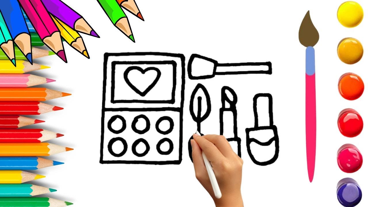 How To Draw cute Makeup Box Drawing, Painting & Coloring For Kids and ...