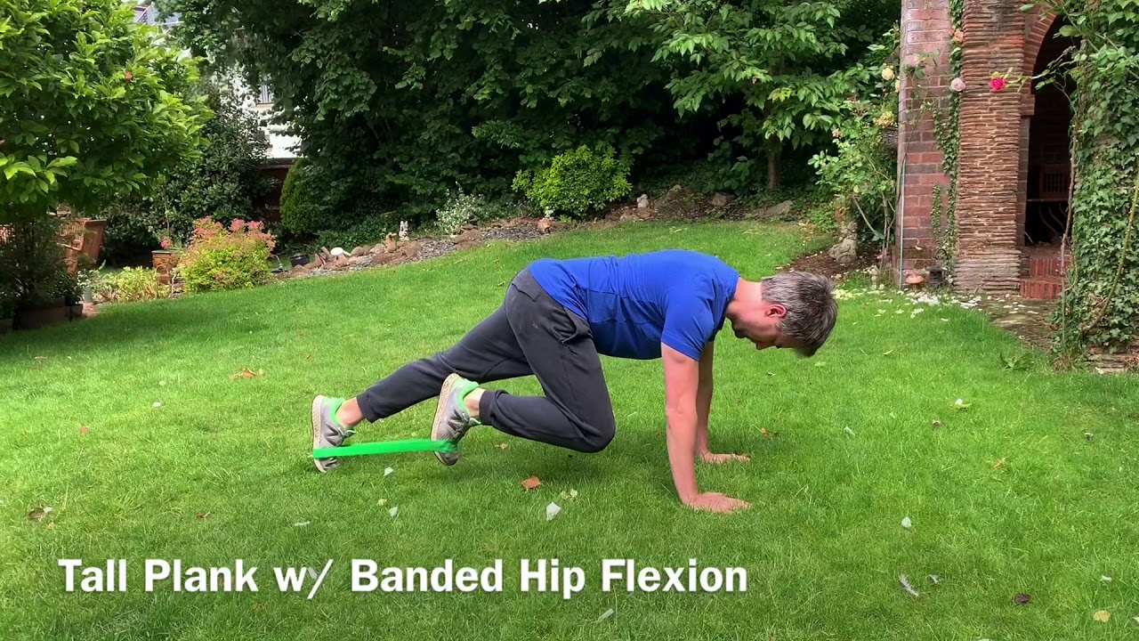 Hip & Core Stability Exercises - Tall Plank with Banded Hip Flexion ...