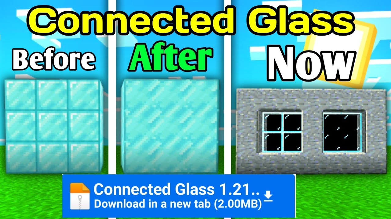 Clear And Connected Glass Texture Pack For Minecraft Pe 1.21+ | Connected Addon For Mcpe - YouTube