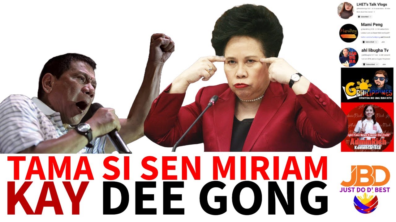 SEN MIRIAM NAHULAAN ANG TUNAY NA UGALI NI DEE GONG - YouTube