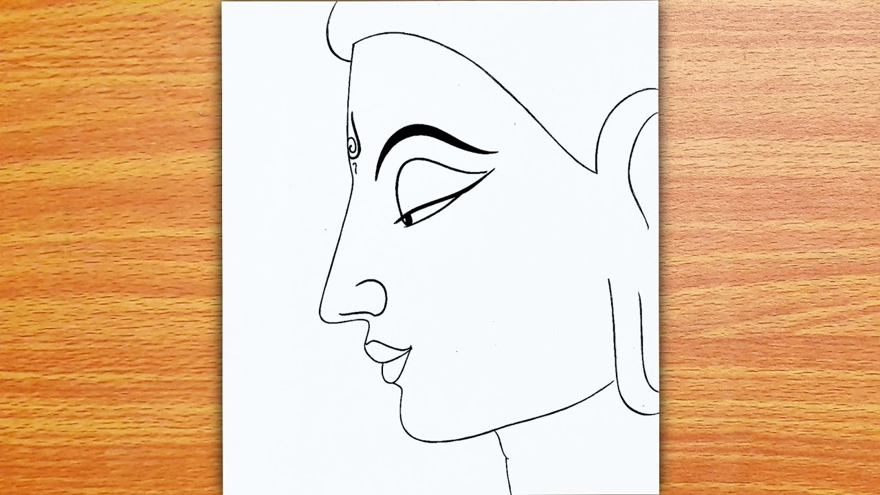 Krishna Side Face Drawing / Janmastami Drawing / God Drawing | Krishna ...