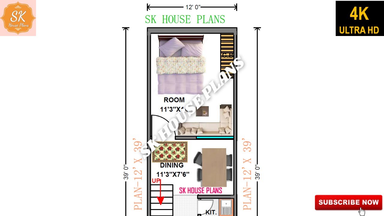 HOUSE PLAN 12' X 39' / 468 SQ.FT / 52 SQ.YDS / 43 SQ.M / 52 GAJ / WITH ...