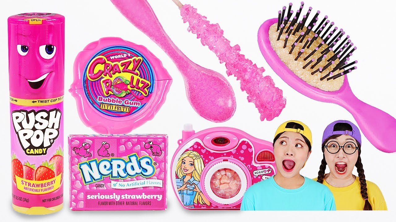 Pink One Color Food Mukbang 핑크 음식 먹방 DONA 도나 - YouTube