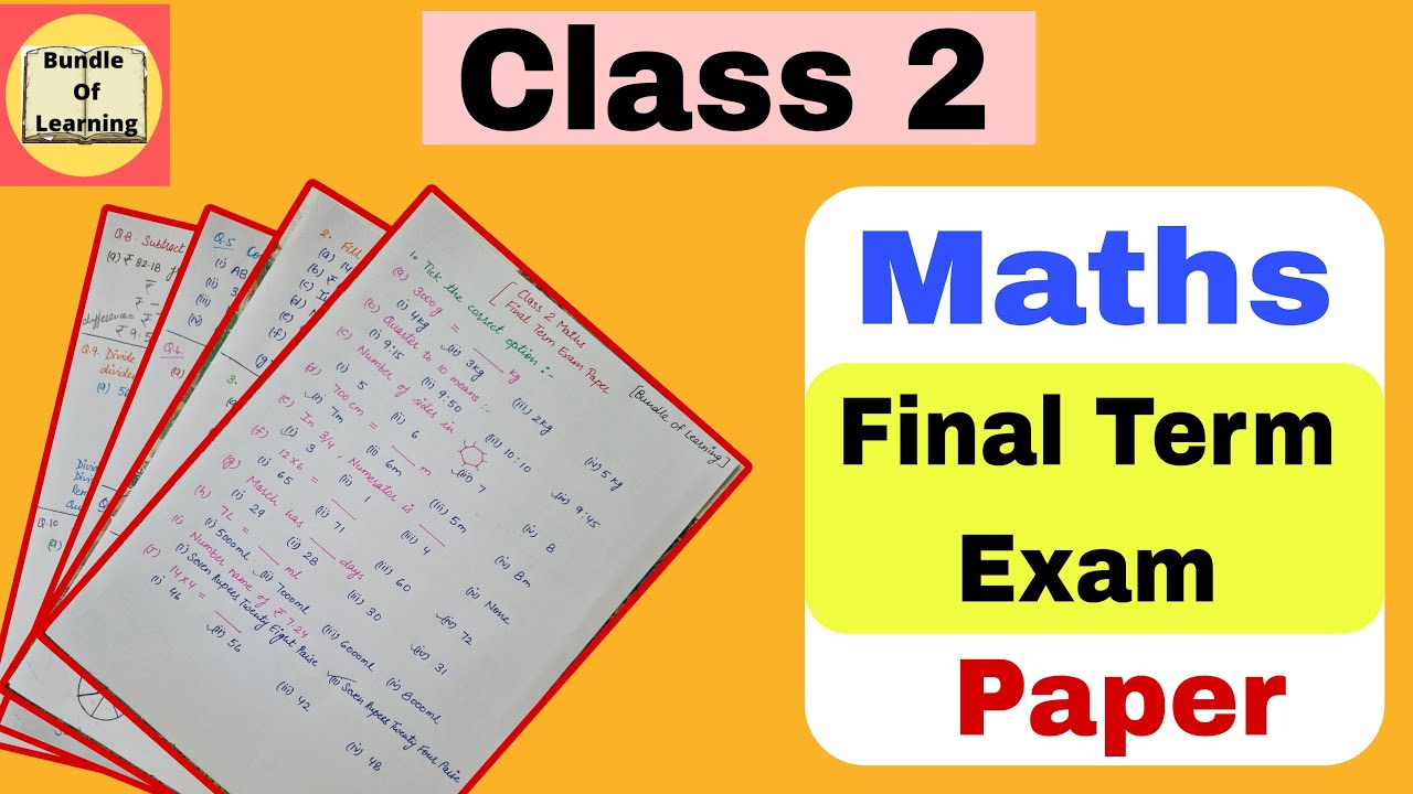Class 2 Maths Annual Exam Paper | Maths Worksheet For Class 2 | Class 2 ...