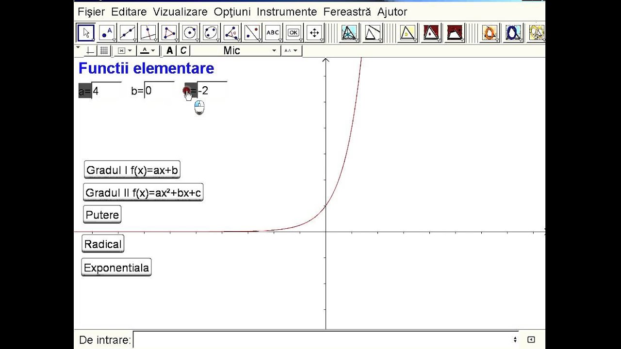 GeoGebra aplicatia 4. Realizarea unei foi GeoGebra -Functii elementare ...