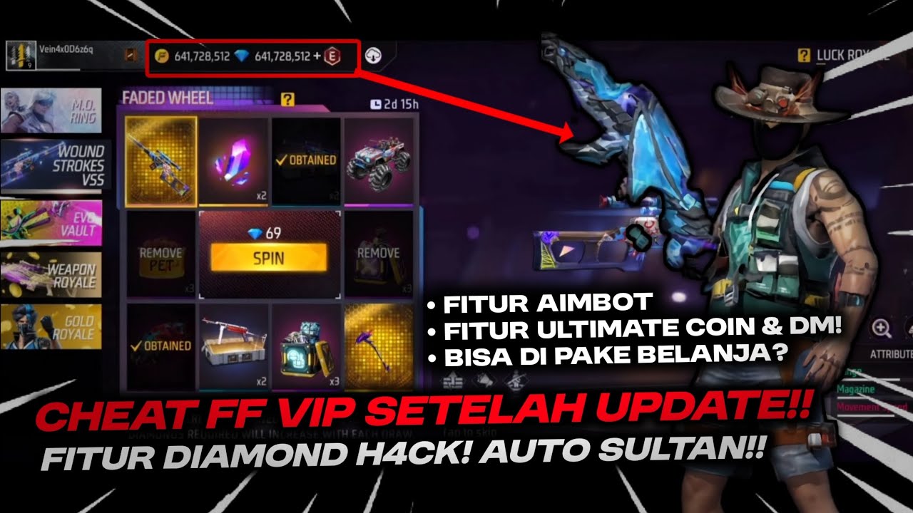 CHEAT FREE FIRE VIP SETELAH UPDATE ADA FITUR ULTIMATE DIAMOND NYA ...