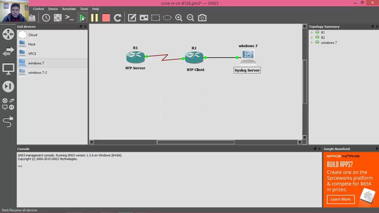 8 1 2 6 Lab Configuring Syslog And Ntp Gns3 Youtube