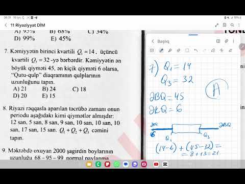 11 ci sinif DIM Statistika.Dispersiya.Meyl.Qutu qulp Kvartil