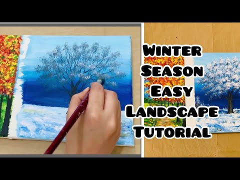 Easy || Acrylic Painting || winter Season || Landscape || Tutorial part ...