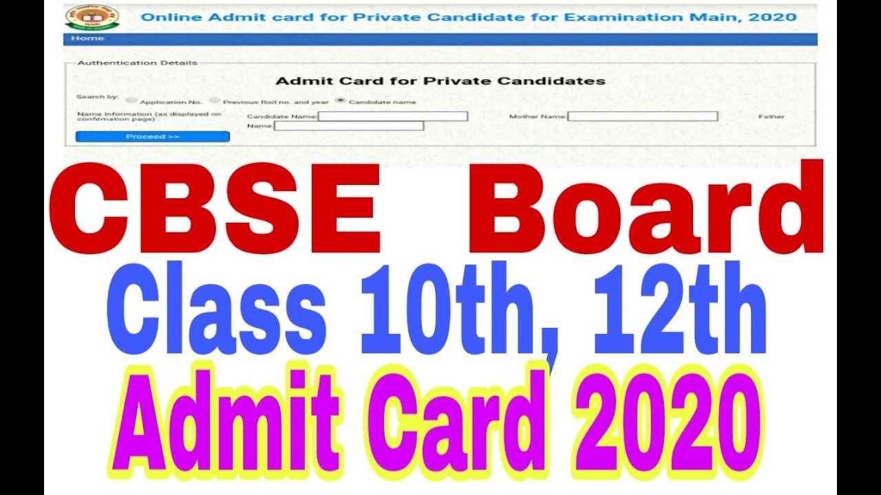 CBSE Board Class 10th, 12th Admit Card 2020 - YouTube