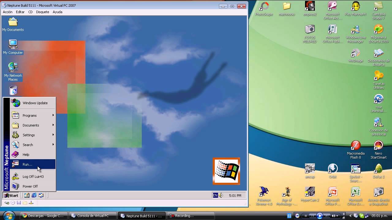 Microsoft Virtual PC 2007, Neptune Build 5111 - YouTube