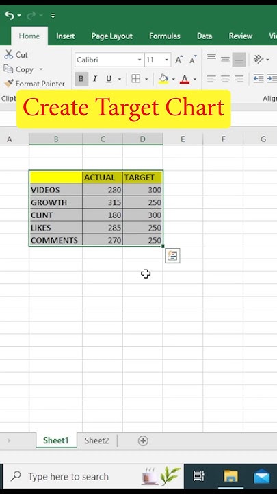 Actual v/s target chart in excel | how to create target chart #interviewquestions #excel - YouTube