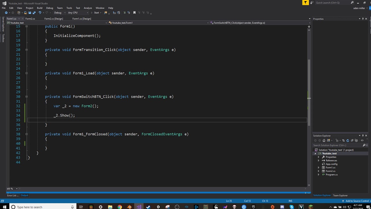 Form changing using buttons on a windows form application (visual ...