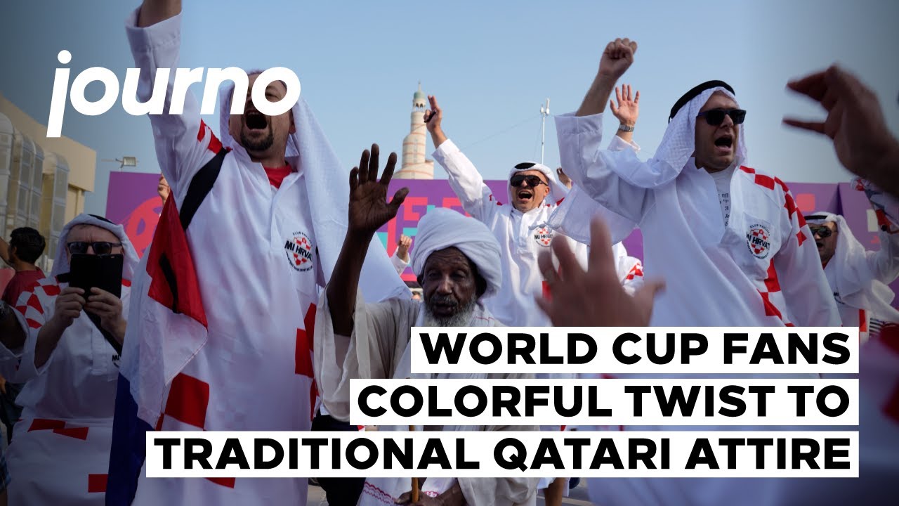 World Cup Fans Colorful Twist to Traditional Qatari Attire - YouTube