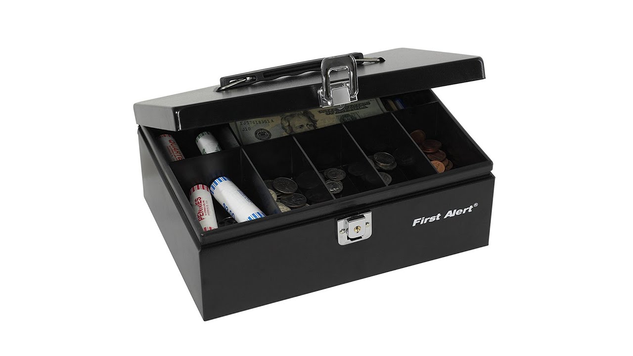 First Alert Steel Cash Box with Removable Tray (3020F) - YouTube