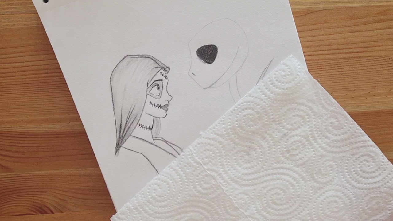 Jack y Sally dibujo a lápiz. Pesadilla antes de navidad - YouTube