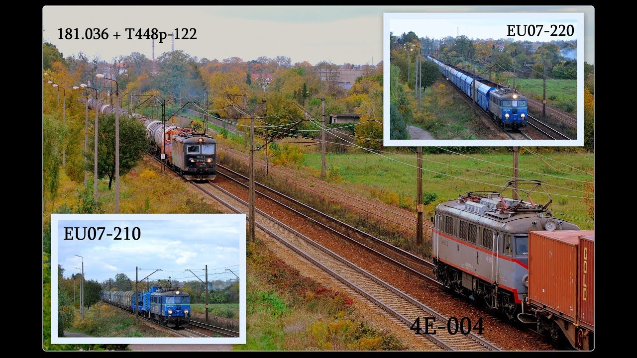 #Węglówka TG- trzy siódemki EU07/4E , w tym dźwig EDK 80/3 #2017/10/13 ...