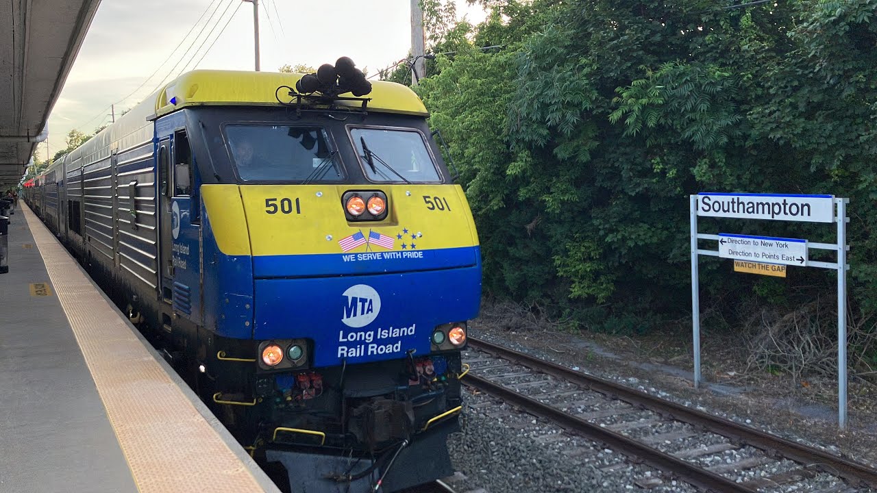 LIRR Train 20 to Montauk at Southampton DM30ACs 501/500 - YouTube