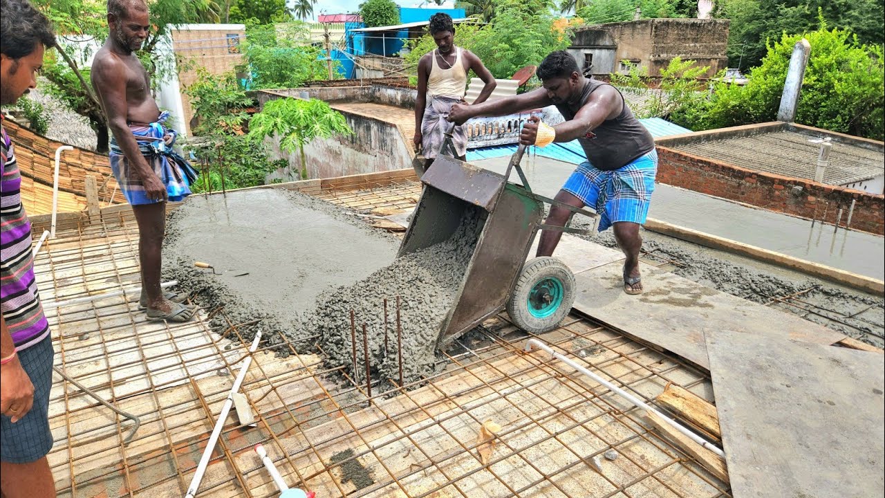 Construction of Roof Technique_Reinforcement Roof Slab Concrete Work ...