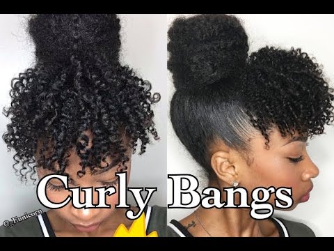 Faux Curly Bangs+ Marley Bun | Short/ Medium 4a/3c Hair - YouTube