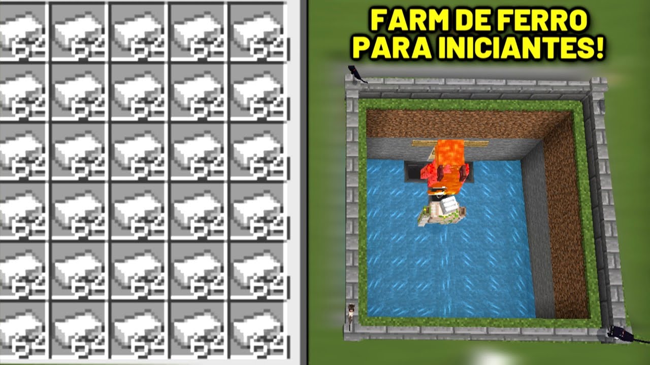 FARM de FERRO para COMEÇO de MAPA no Minecraft Bedrock 1.21! (MCPE ...