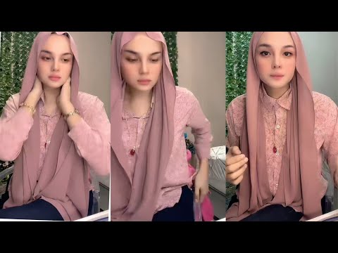 awek jilbab try on shawl