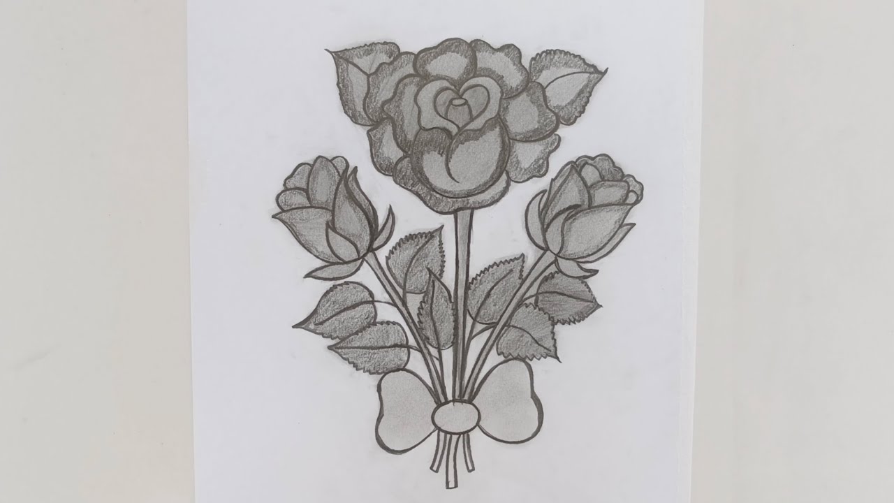 Gulab ke phol ki drawing How to draw a Rose Flower step by step - YouTube