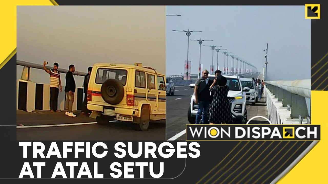 India Atal Setu: People stopping for selfies at India's longest bridge ...