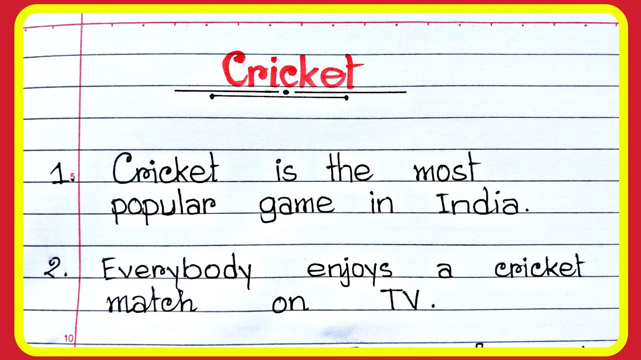 Easy 10lines on Cricket 🏏 in english|| Cricket essay in english| - YouTube