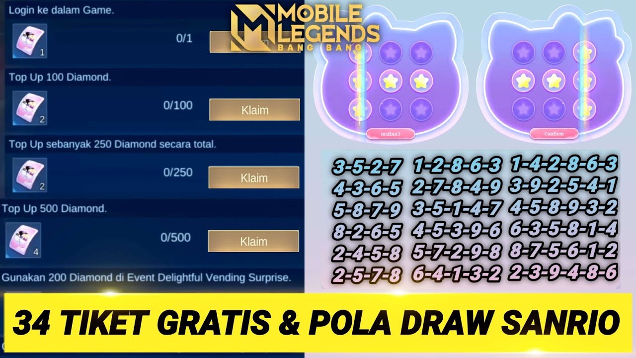 2 RONDE !! BOCORAN TIKET GRATIS & POLA DRAW HOKI EVENT MLBB X SANRIO ...