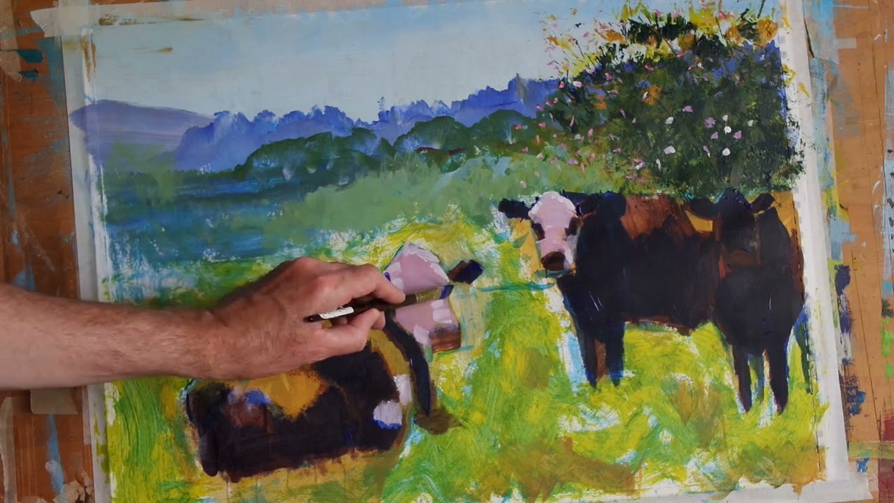 How to paint cows in a landscape episode 7 of 18 - YouTube