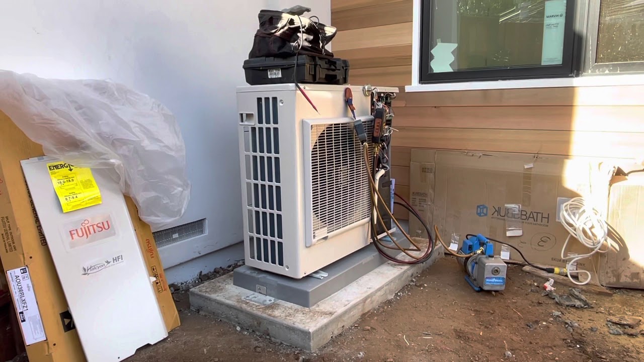 Fujitsu slim duct new installation( heat pump) - YouTube