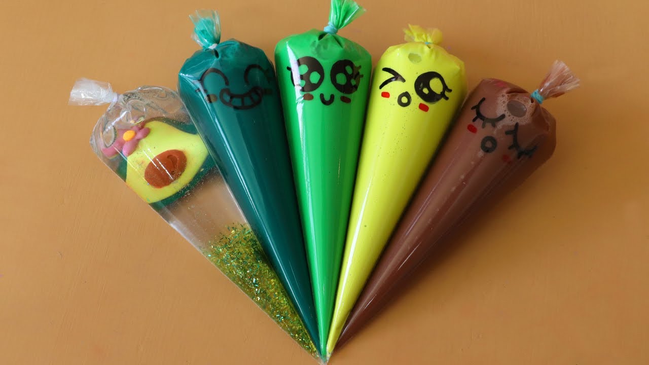 Making Avocado Slime with Piping Bags! Most Satisfying Slime Video★ASMR ...