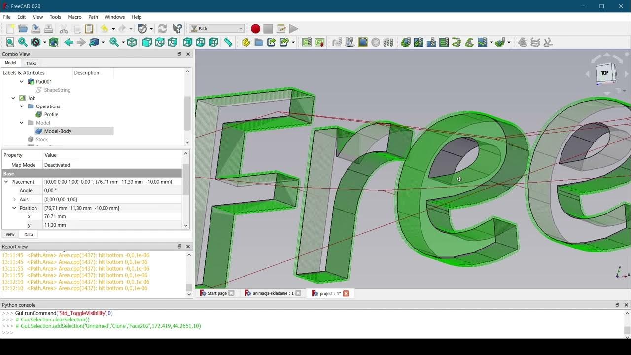 How to cut out letters in freecad. Freecad path - YouTube