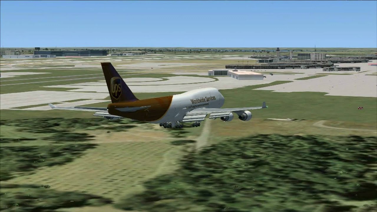 FSX UPS 747 Landing In Dallas Fort Worth - YouTube