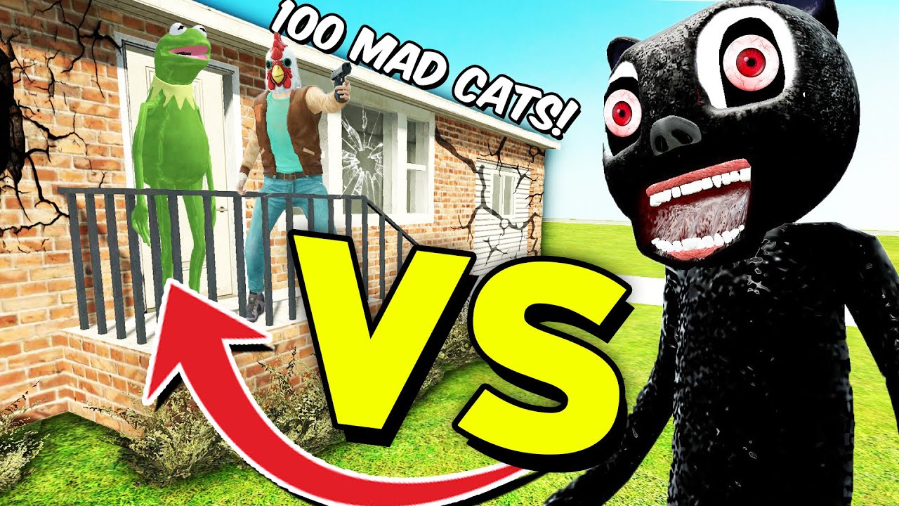 100 MAD CATS vs DESTRUCTIBLE HOUSE! (Garry's Mod Sandbox) - YouTube