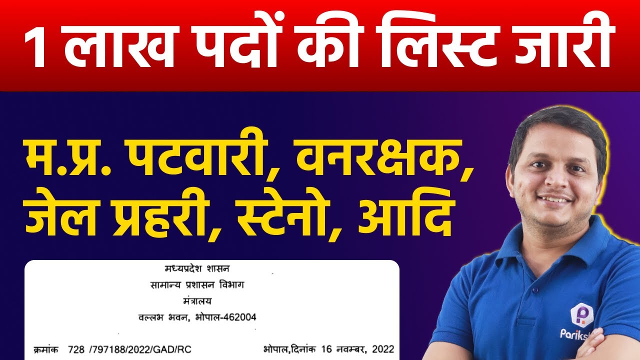1 Lakh MP Govt Jobs Update | New MP Govt Jobs Update Today | MP Vacancy ...