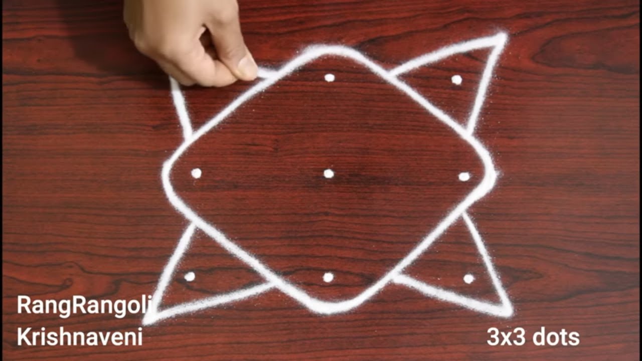Small Muggulu for Apartments🌺3x3 dots Simple Rangoli Designs🌺Easy Kolam ...