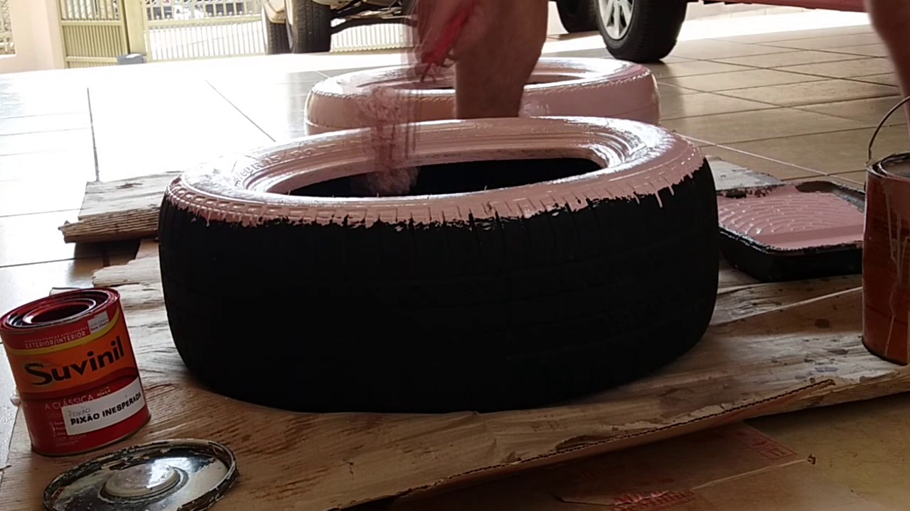 DIY | PINTURA EM PNEU PARA JARDINAGEM - YouTube